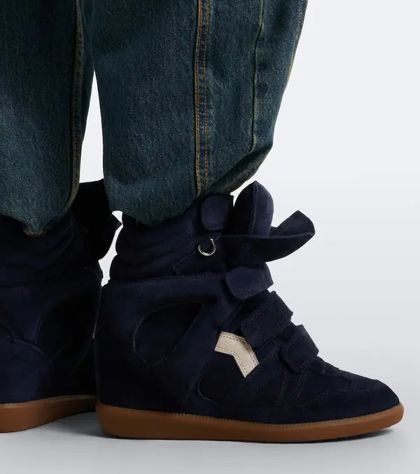 Isabel Marant Étoile Beckett Leather And Suede Wedge Sneakers - Blue