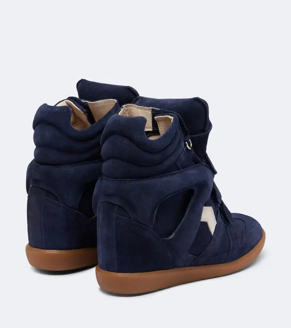 Isabel Marant Étoile Beckett Leather And Suede Wedge Sneakers - Blue