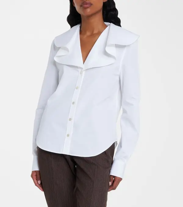 Alexander McQueen Draped Cotton Poplin Shirt