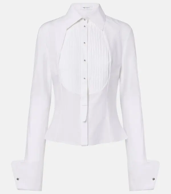Alexander McQueen Plissé Striped Cotton Shirt