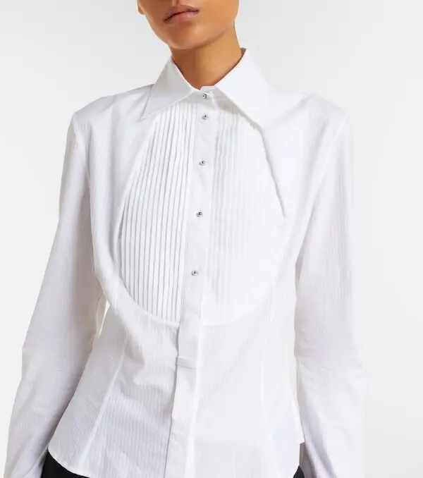 Alexander McQueen Plissé Striped Cotton Shirt