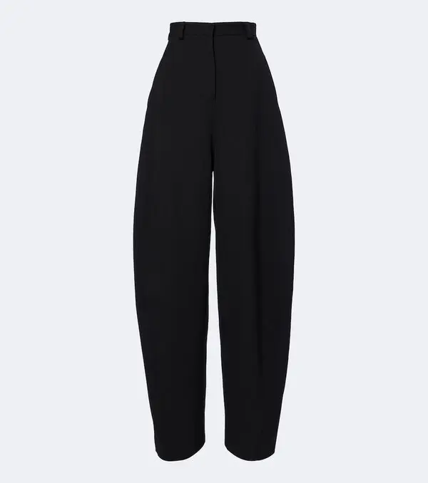 Balenciaga Wool Barrel-leg Pants - Black