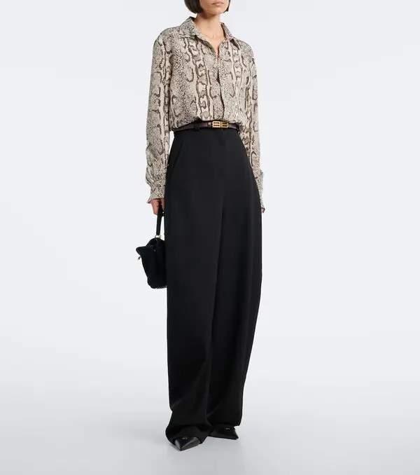 Balenciaga Wool Barrel-leg Pants - Black