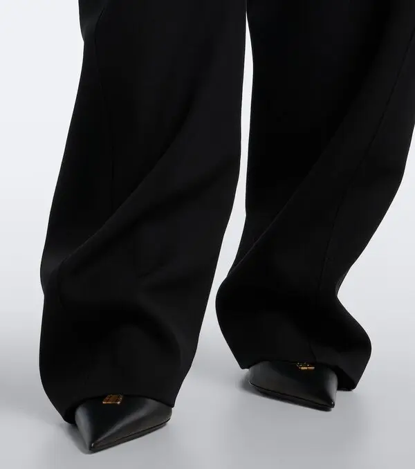 Balenciaga Wool Barrel-leg Pants - Black