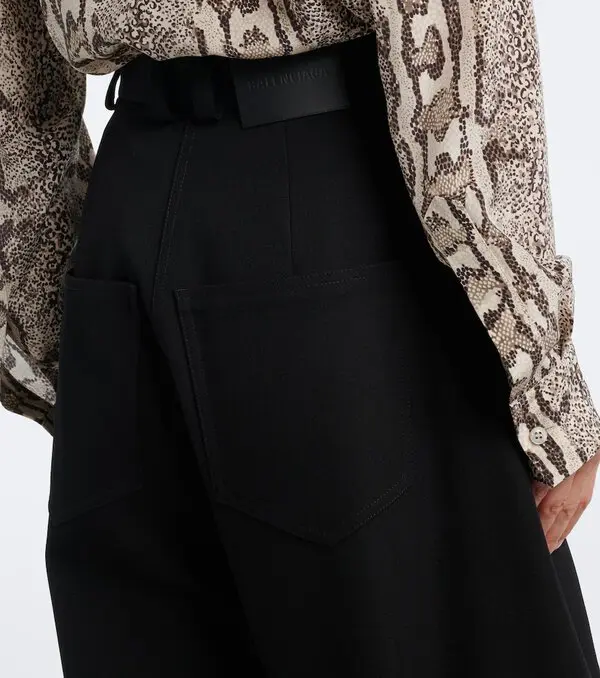 Balenciaga Wool Barrel-leg Pants - Black