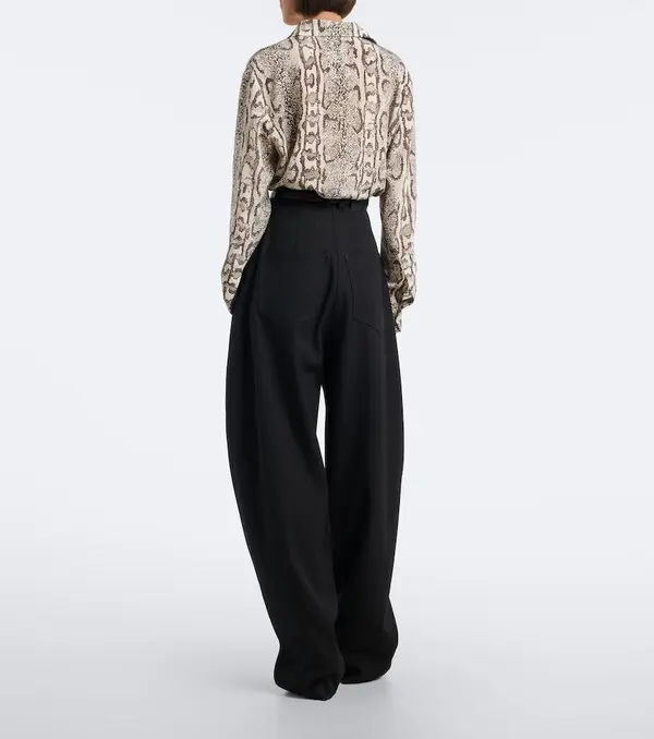 Balenciaga Wool Barrel-leg Pants - Black