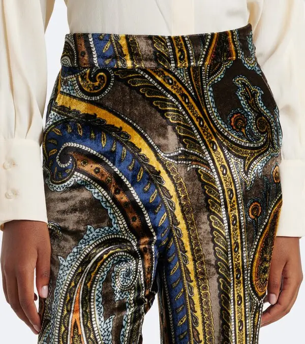 Etro Paisley Velvet Flared Pants