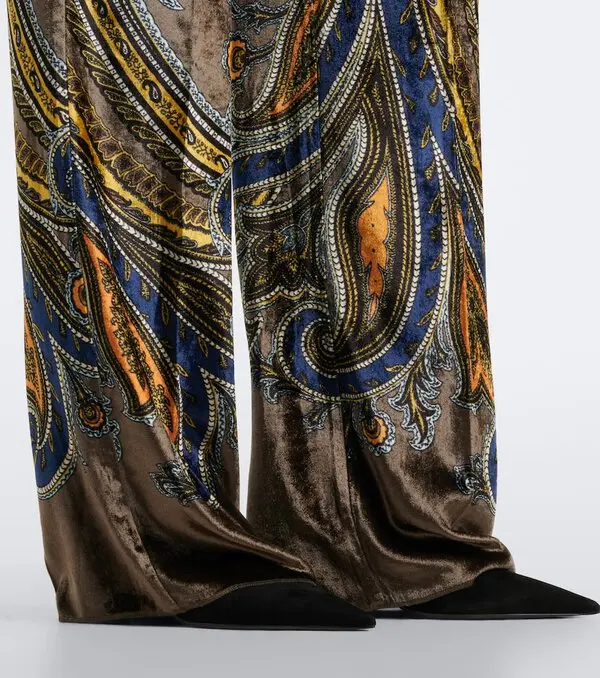 Etro Paisley Velvet Flared Pants