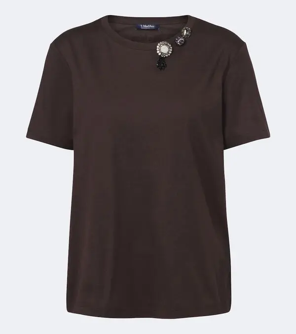 Max Mara Embellished Cotton-blend Jersey T-shirt