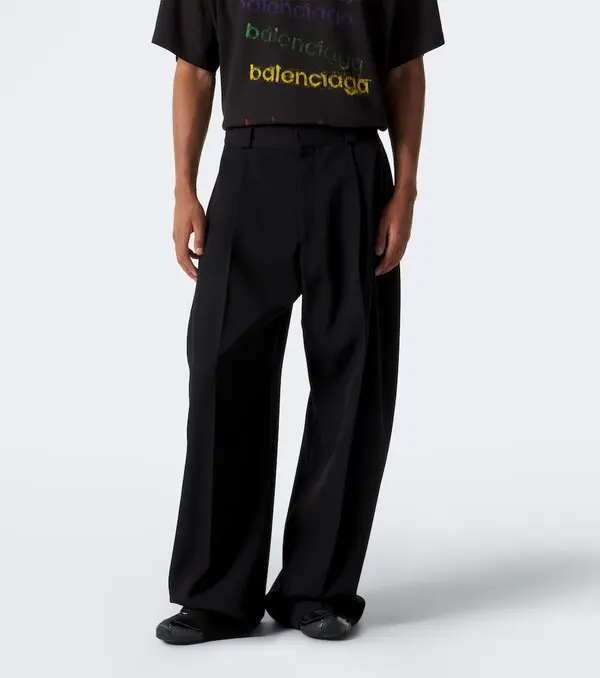 Balenciaga Wool Barrel-leg Pants