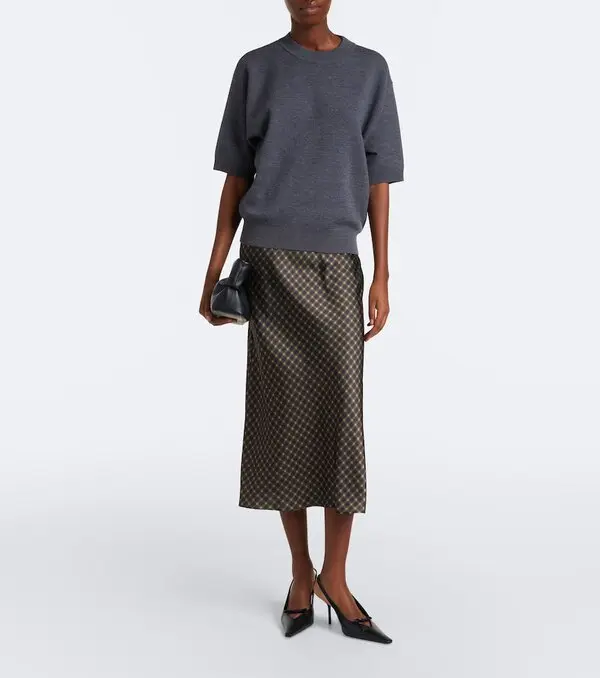 Vince Plaid Satin Slip Skirt