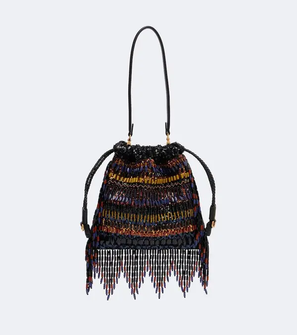 Etro Kalispera Small Beaded Fringed Shoulder Bag