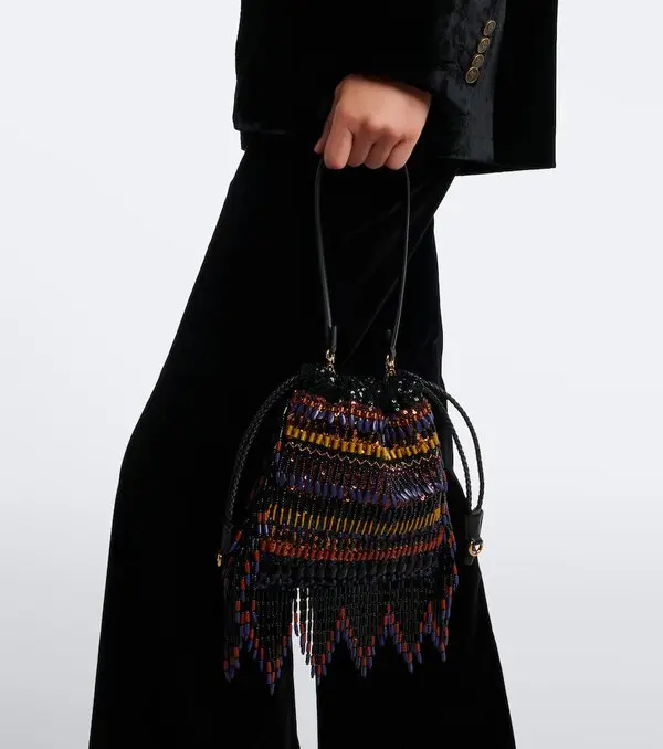 Etro Kalispera Small Beaded Fringed Shoulder Bag