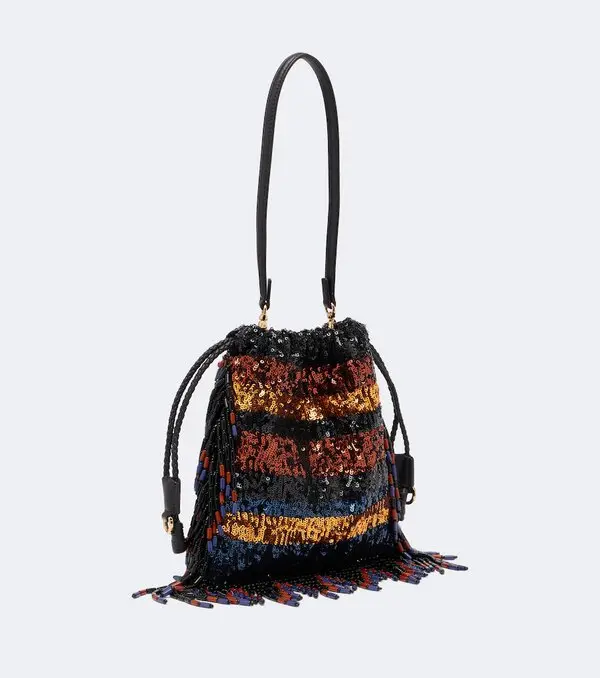 Etro Kalispera Small Beaded Fringed Shoulder Bag