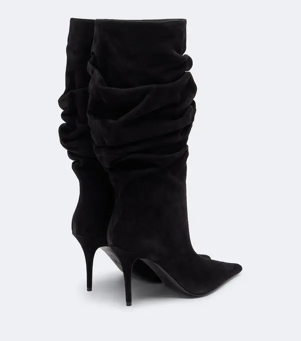 Amina Muaddi Suede Mid-calf Boots