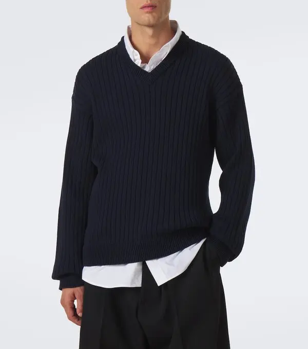 Balenciaga Layered Ribbed-knit Cotton Sweater