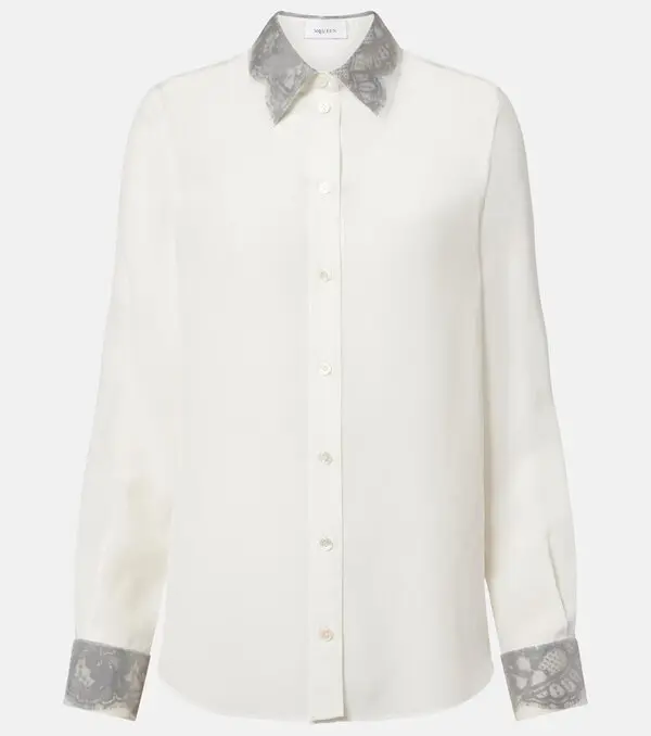 Alexander McQueen Lace-trimmed Silk Shirt