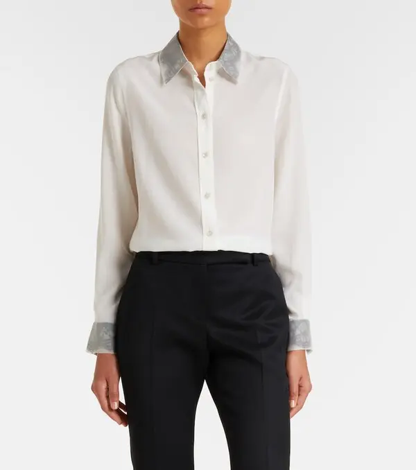 Alexander McQueen Lace-trimmed Silk Shirt