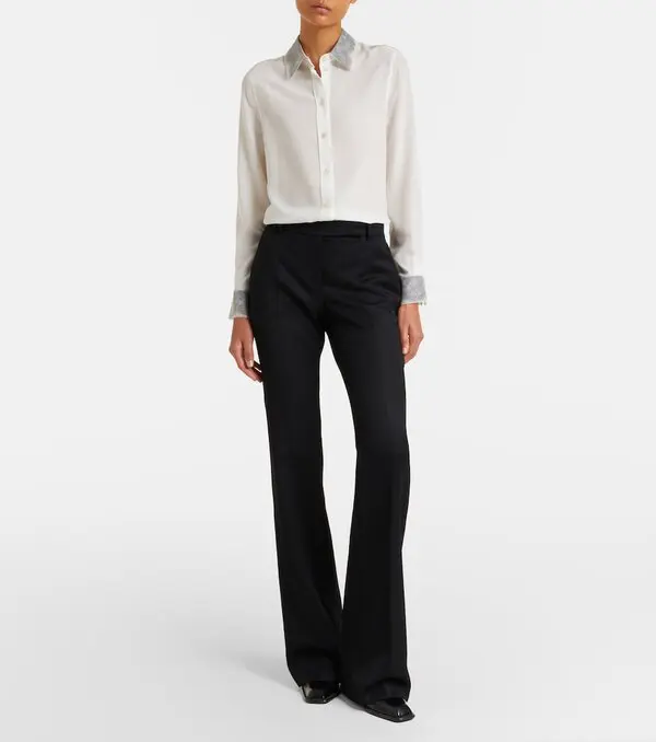 Alexander McQueen Lace-trimmed Silk Shirt