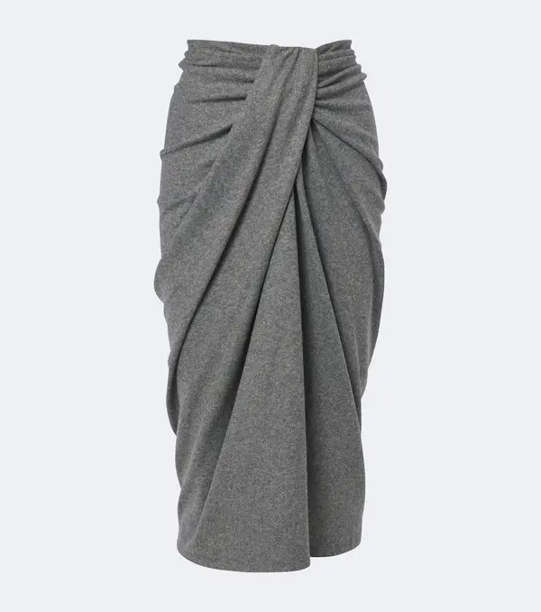 MARANT ETOILE Jeldia Draped Flannel Midi Skirt
