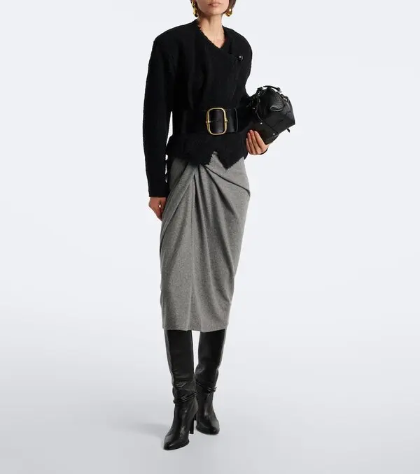 MARANT ETOILE Jeldia Draped Flannel Midi Skirt