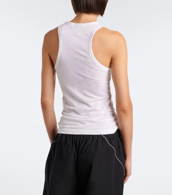 Balenciaga Logo Gathered Cotton Jersey Tank Top