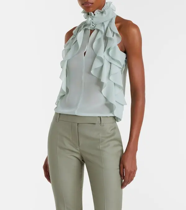Alexander McQueen Ruffled Silk Chiffon Top