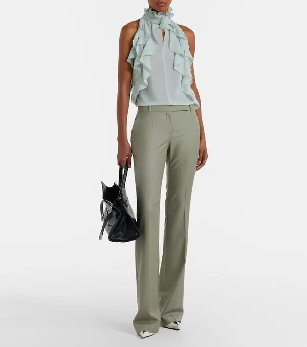 Alexander McQueen Ruffled Silk Chiffon Top