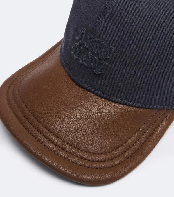 Miu Miu Leather And Cotton Gabardine Baseball Cap