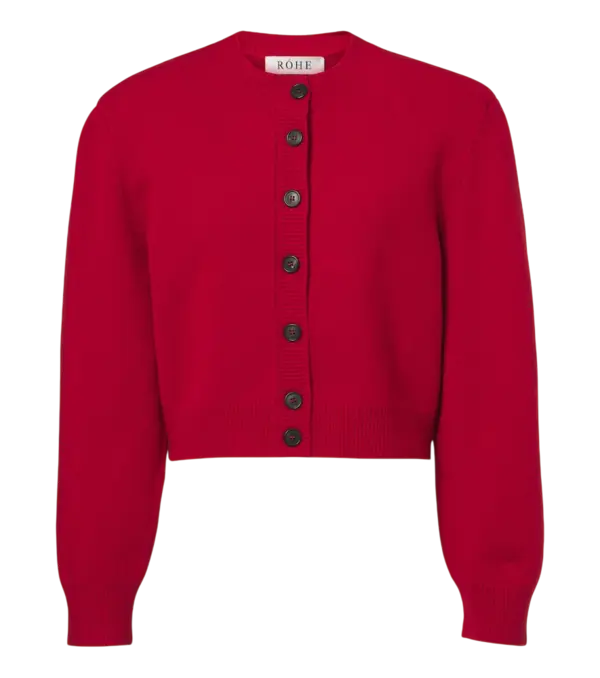 RÓHE Cropped Wool Cardigan - Red