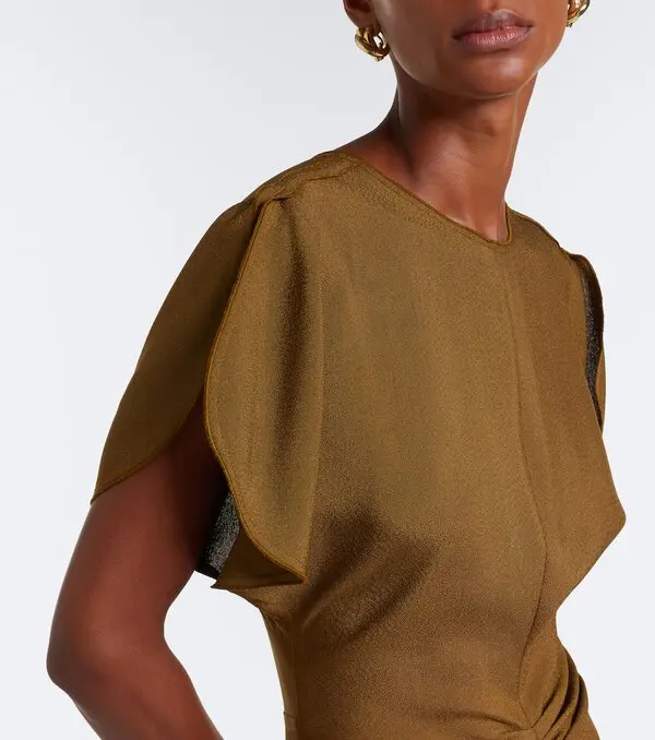 Victoria Beckham Bela Ruched Midi Dress - Green