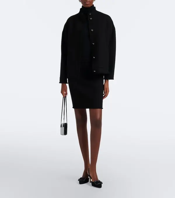 Max Mara Virgin Wool Jersey Miniskirt - Black