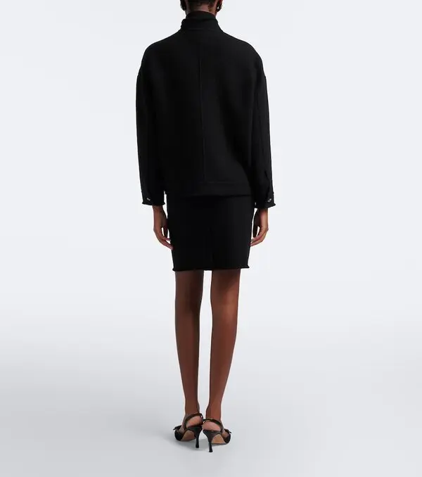 Max Mara Virgin Wool Jersey Miniskirt - Black
