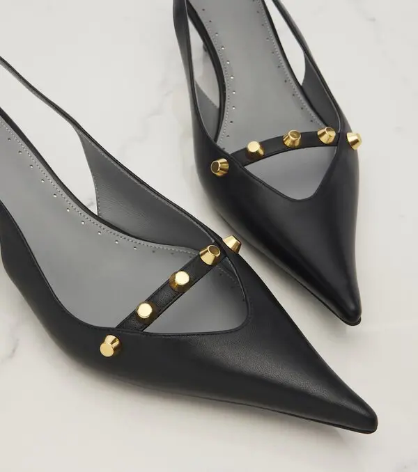 Balenciaga Studded Leather Slingback Pumps