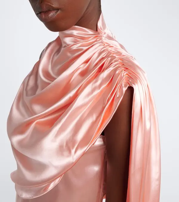 MUGLER Draped Satin Blouse