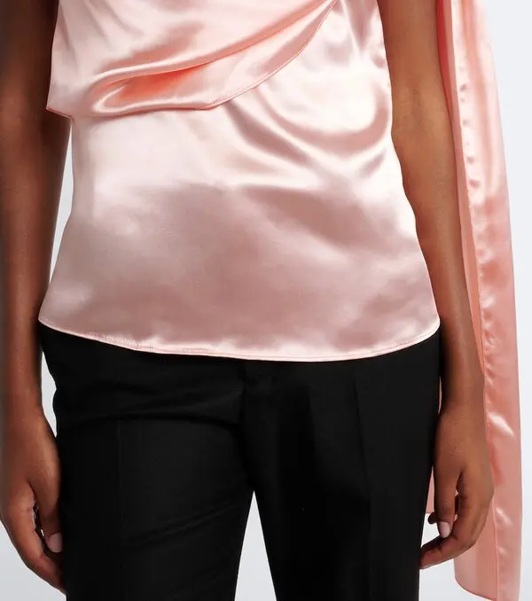 MUGLER Draped Satin Blouse