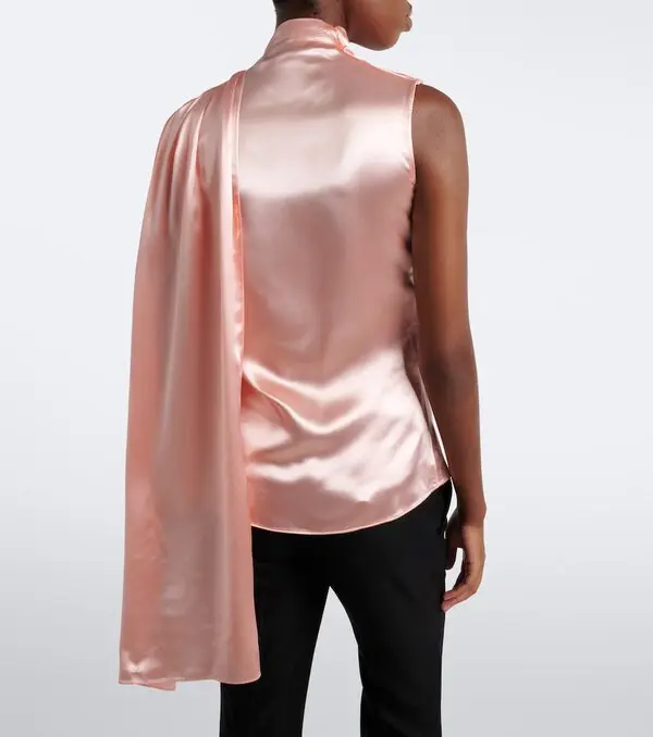 MUGLER Draped Satin Blouse
