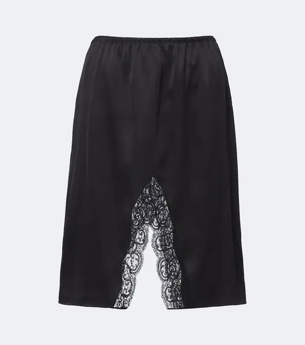 Saint Laurent Lace-trimmed Silk Satin Slip Skirt