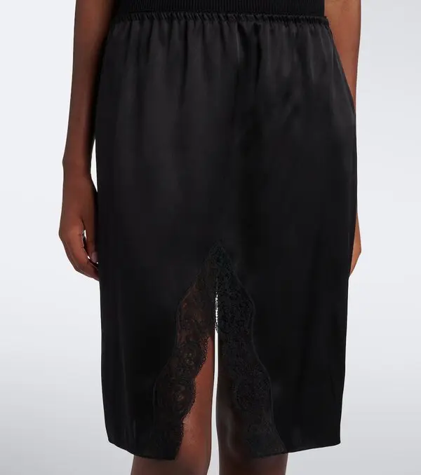 Saint Laurent Lace-trimmed Silk Satin Slip Skirt