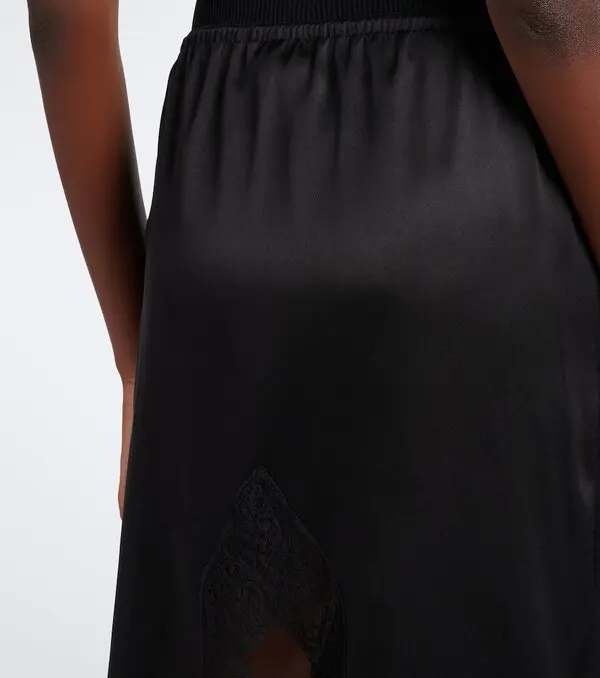 Saint Laurent Lace-trimmed Silk Satin Slip Skirt