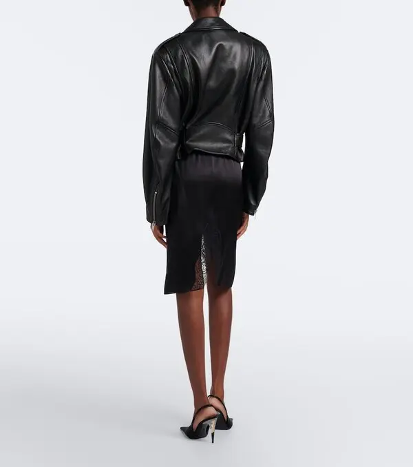 Saint Laurent Lace-trimmed Silk Satin Slip Skirt