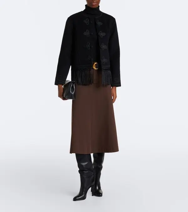 Rixo Inga Fringed Wool-blend Jacket