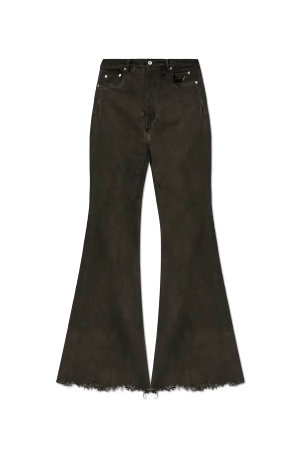 Rick Owens Cotton Denim Wide Leg Jeans - Black