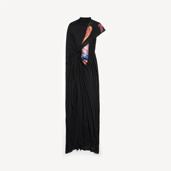 Balenciaga Stained Glass Drape Cape Dress