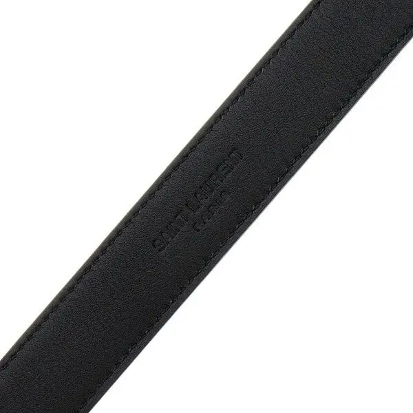 Saint Laurent Leather Monogram Belt - Black