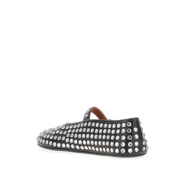 Alaïa Strass-embellished Leather Ballerinas - Black