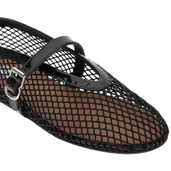Alaïa Fishnet Ballerina Flats - Black