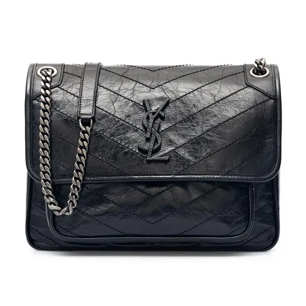 Saint Laurent Wrinkled Leather Medium Niki Bag