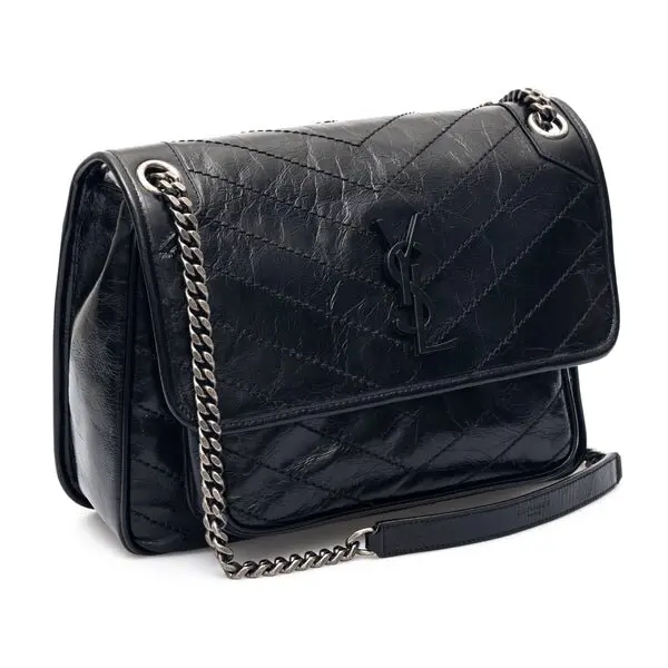 Saint Laurent Wrinkled Leather Medium Niki Bag