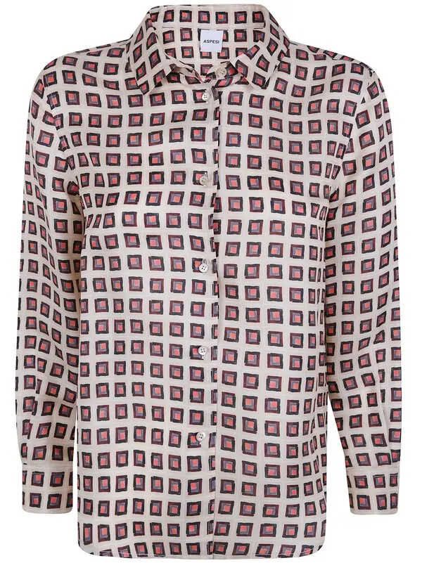 Aspesi Geometric Print Silk-blend Shirt